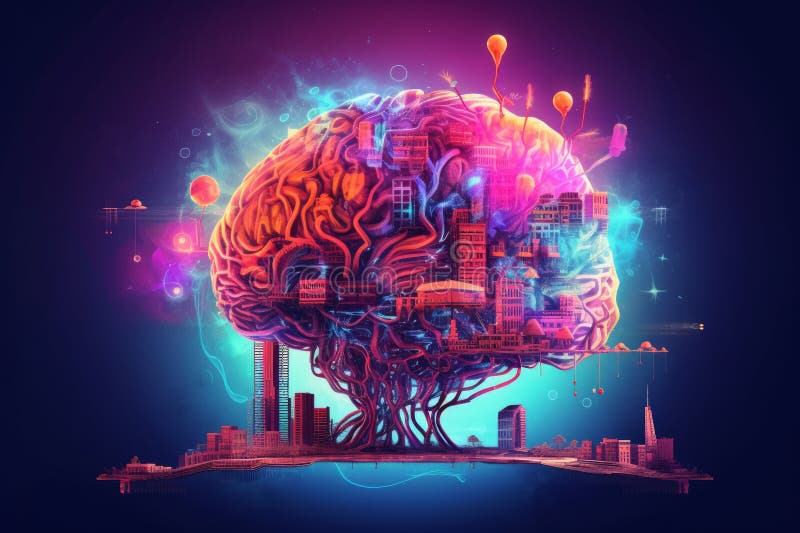 Illustration of Artificial Intelligence in the Form of a Brain among ...