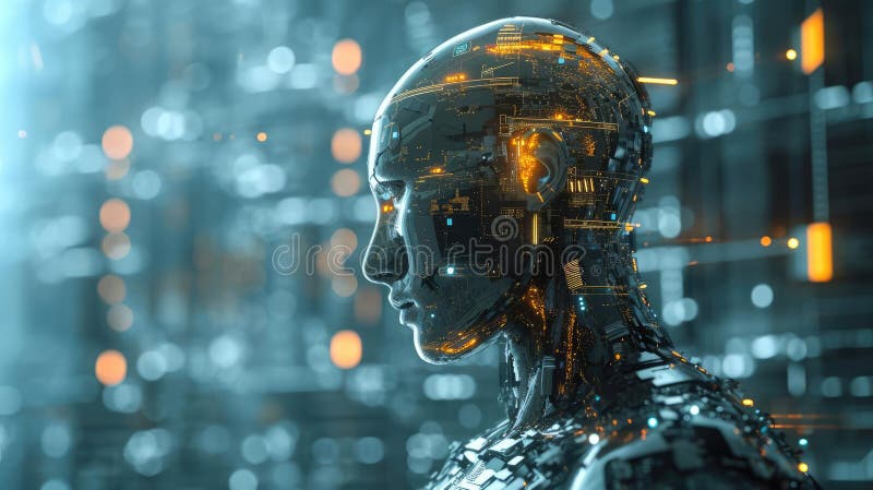 Illustration of Artificial Intelligence and Humans Stock Image - Image ...
