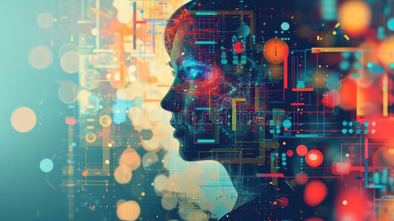 Illustration of Artificial Intelligence and Humans Stock Image - Image ...