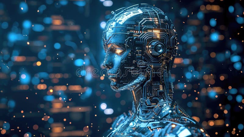 Illustration of Artificial Intelligence and Humans Stock Photo - Image ...