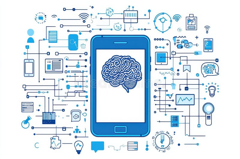 Illustration of Artificial Intelligence within a Mobile Application ...