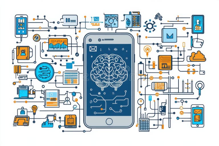 Illustration of Artificial Intelligence and Mobile Application ...