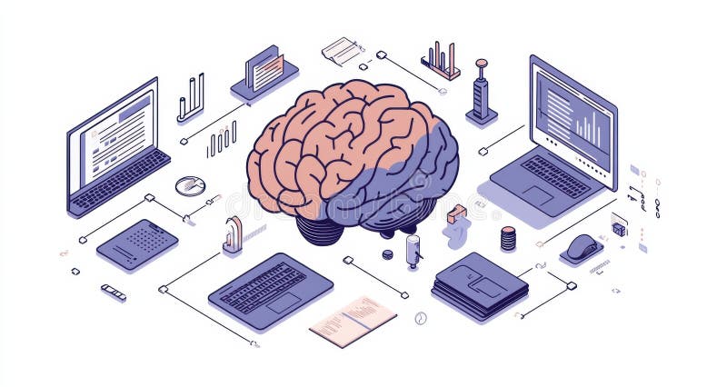 Illustration of Artificial Intelligence and Technology Integration ...