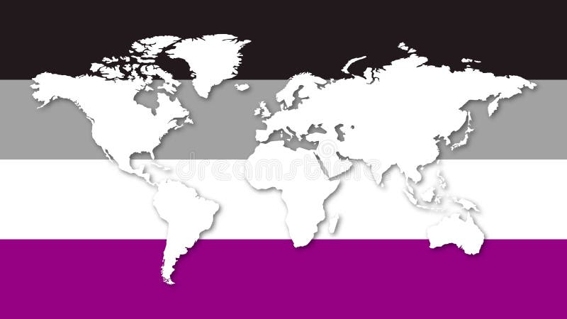 Illustration of Asexual Pride Flag with a World Map Stock Illustration ...