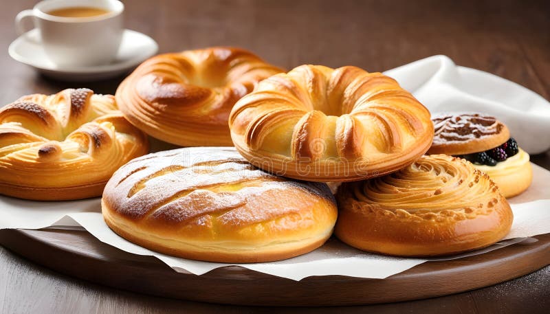 An Illustration of Assorted Freshly Baked Pastries Stock Photo - Image ...