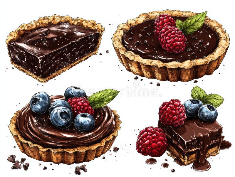 In this Illustration, Assorted Puff Pastries are Presented on a White ...