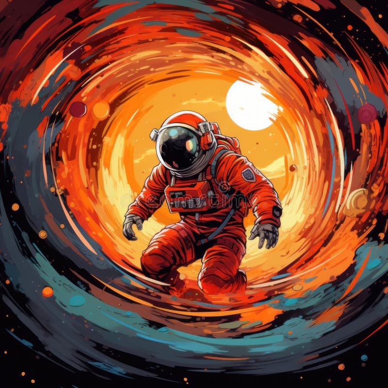 Illustration of Astronaut Floating in Space Generative AI Stock ...