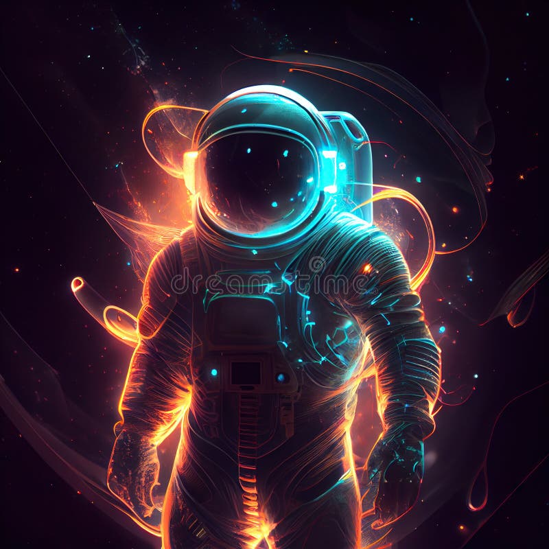 Illustration of a Astronaut in Neon Light Stock Illustration ...