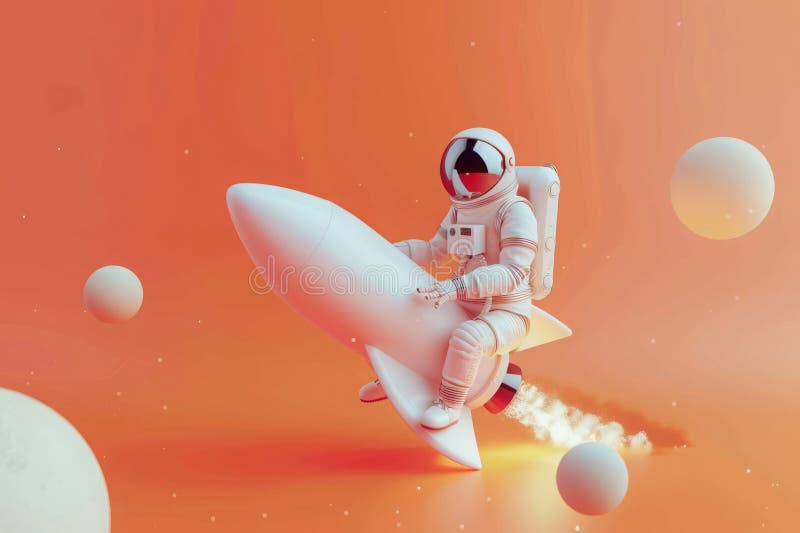 Rocket Launch From Cosmodrome Fight Of Space Rocket In Blue Sky Space