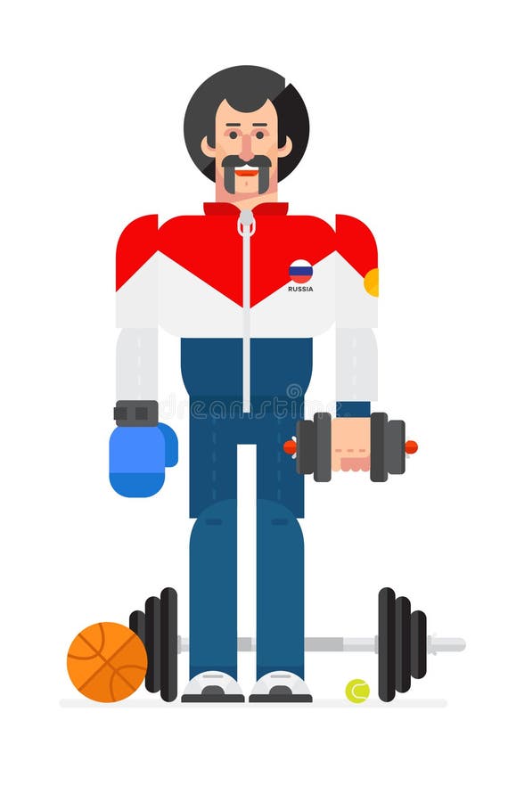 Illustration of the Athlete`s Character in an Animated Style. Stock ...