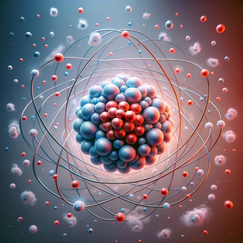 An Illustration of an Atom Featuring a Nucleus Composed of Protons and ...
