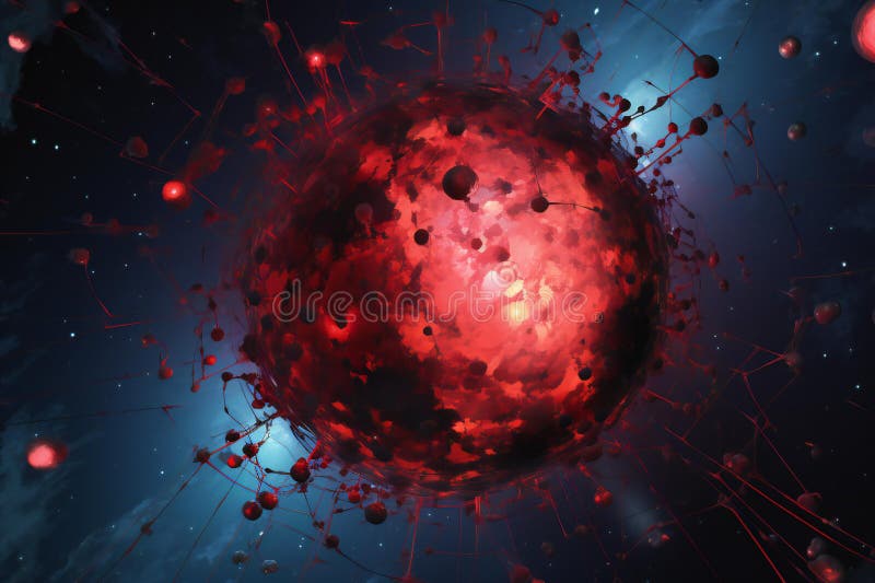 Illustration of Atom in Space, Science Fiction Art Design Stock ...