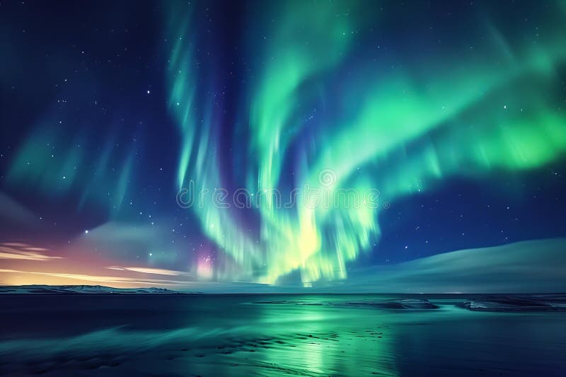 An Aurora Borealis in a Very Bright Sky, High Quality, High Resolution ...