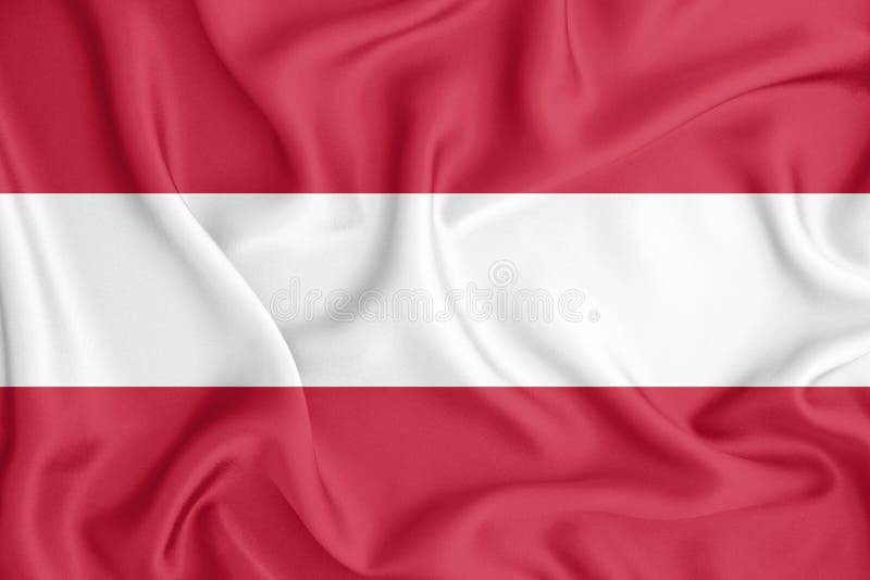 Austria Flag in 3D, Broad Format, Flowing with the Breeze. Three ...