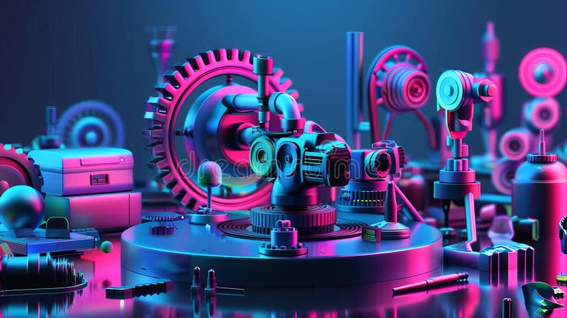 3 Illustration of an Automated Technology Icon with a Vibrant, Colorful ...