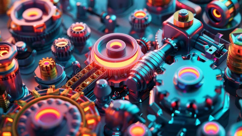 3 Illustration of an Automated Technology Icon with a Vibrant, Colorful ...