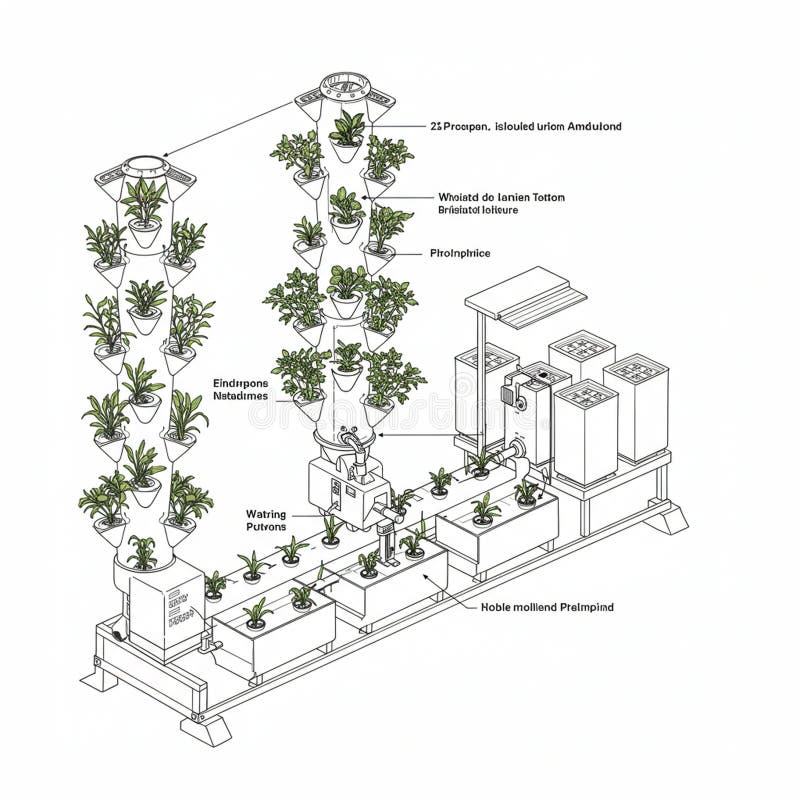 Illustration of an Automated Vertical Hydroponic System. it Features ...