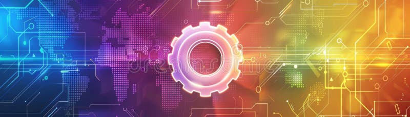 Illustration of an Automation Gear Icon in a Rainbowcolored Setting ...