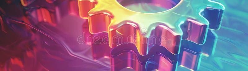Illustration of an Automation Gear Icon in a Rainbowcolored Setting ...