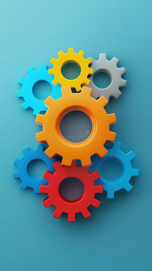 Illustration of an Automation Gear Icon in a Rainbowcolored Setting ...