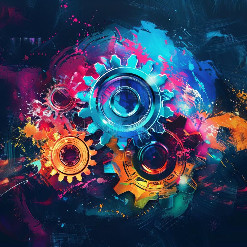 Illustration of an Automation Process Icon with a Colorful Abstract ...