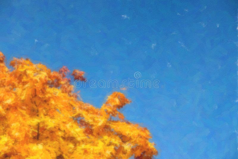 Illustration of Autumn Leaves with the Blue Sky Background. Stock ...
