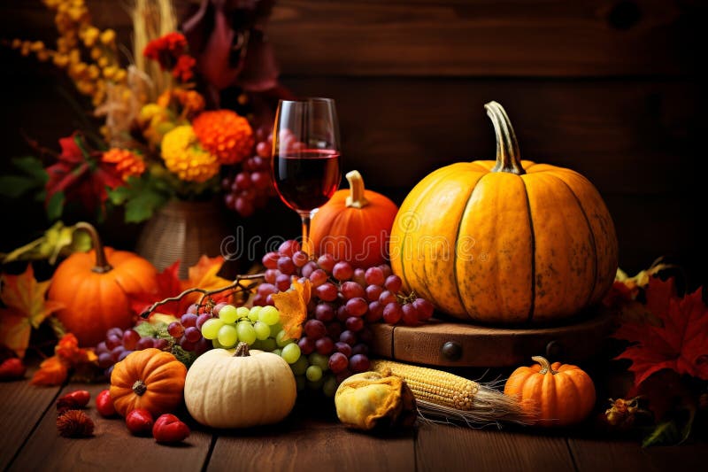 Illustration of Autumn Thanksgiving Colorful Setting Background ...