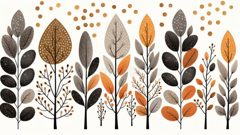 An Illustration of Autumn Trees and Leaves Stock Illustration ...