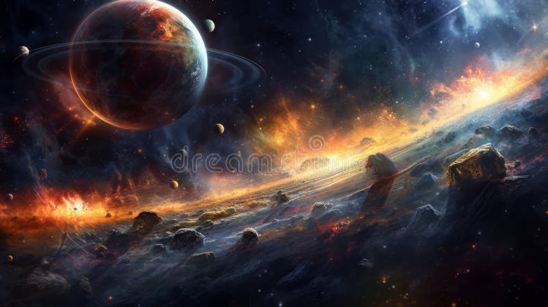Illustration Av Planeter Och Solsystem I Rymden. Generativ Ai Stock ...