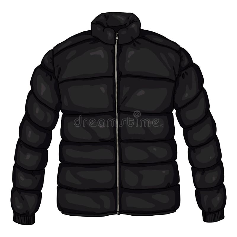 Illustration Av Vector Cartoon Black Down Jacket Vektor Illustrationer ...