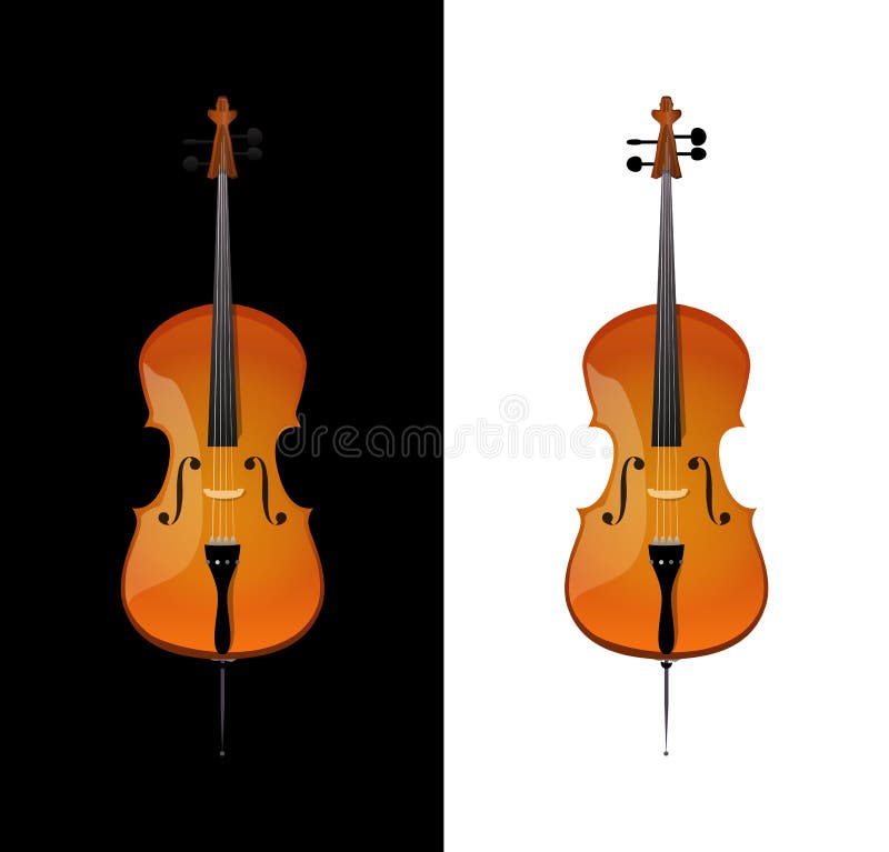 Violoncell I Svart- Och Blåttfärger Vektor Illustrationer ...