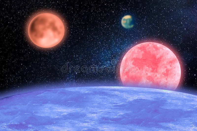 Illustration Av Yttre Rymd Med Olika Planeter Stock Illustrationer ...
