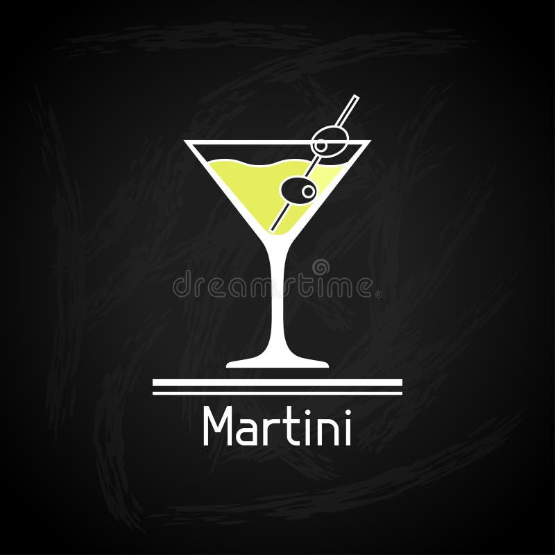 Illustration Avec Le Verre De Martini Pour La Couverture De Menu ...
