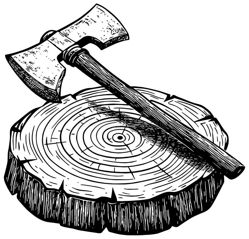 Illustration of an Axe and a Wood Round. Generative AI Stock ...