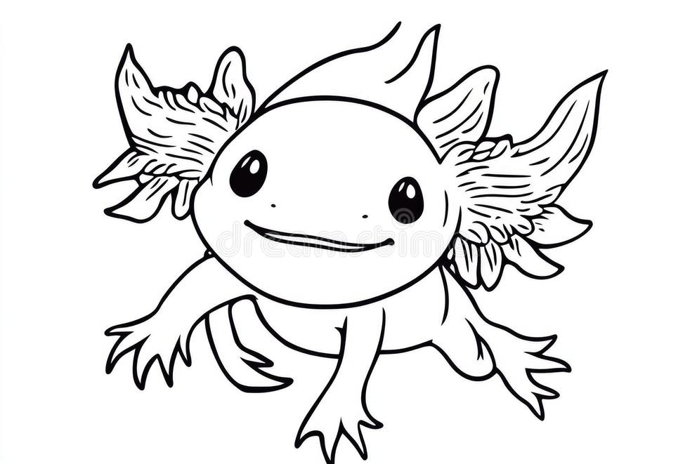 Illustration of an Axolotl with Wing-like Features Stock Illustration ...