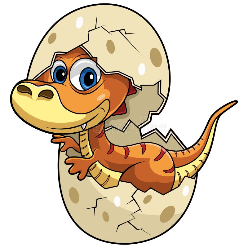 Baby Dinosaur Hatching from Egg Stock Vector - Illustration of happy ...