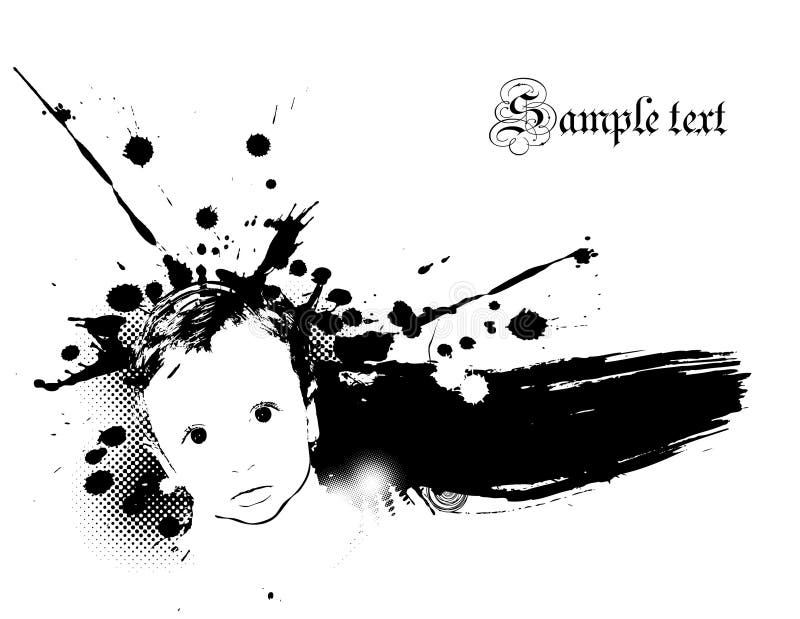 Illustration with Baby Face. Stock Vector - Illustration of paint ...