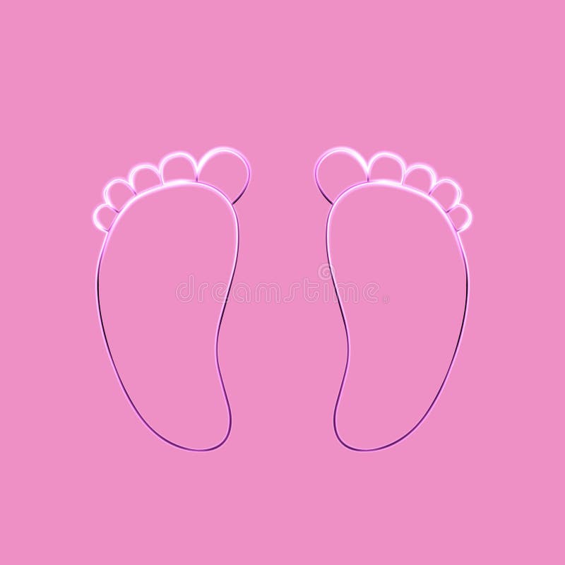 Illustration of Baby Feet with Neon Effect. Stock Vector - Illustration ...