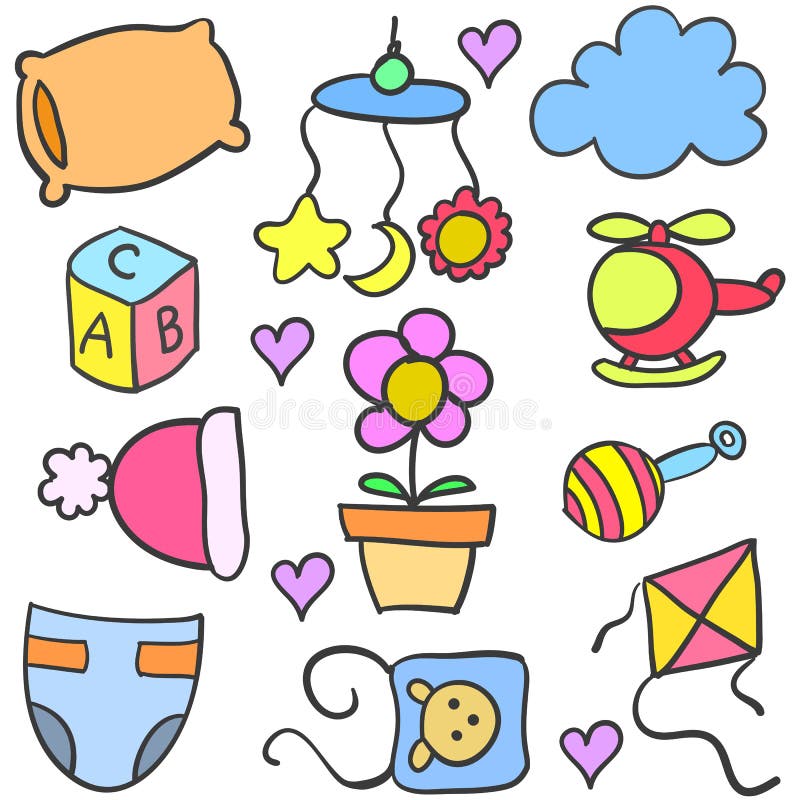 Illustration of Object Baby Doodle Set Stock Vector - Illustration of ...