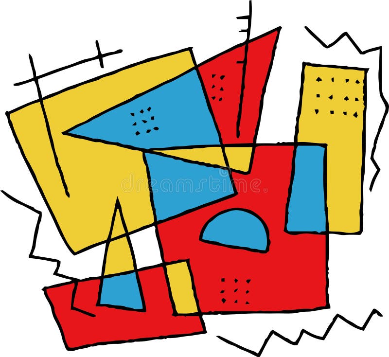 Picasso Style Colored Hand Drawing Shapes. Abstraction, Watercolor ...