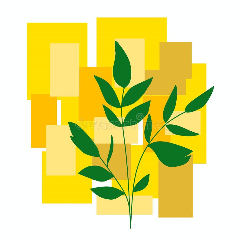 An Illustration Background Design of Leaves on Joy Yellow Stock ...