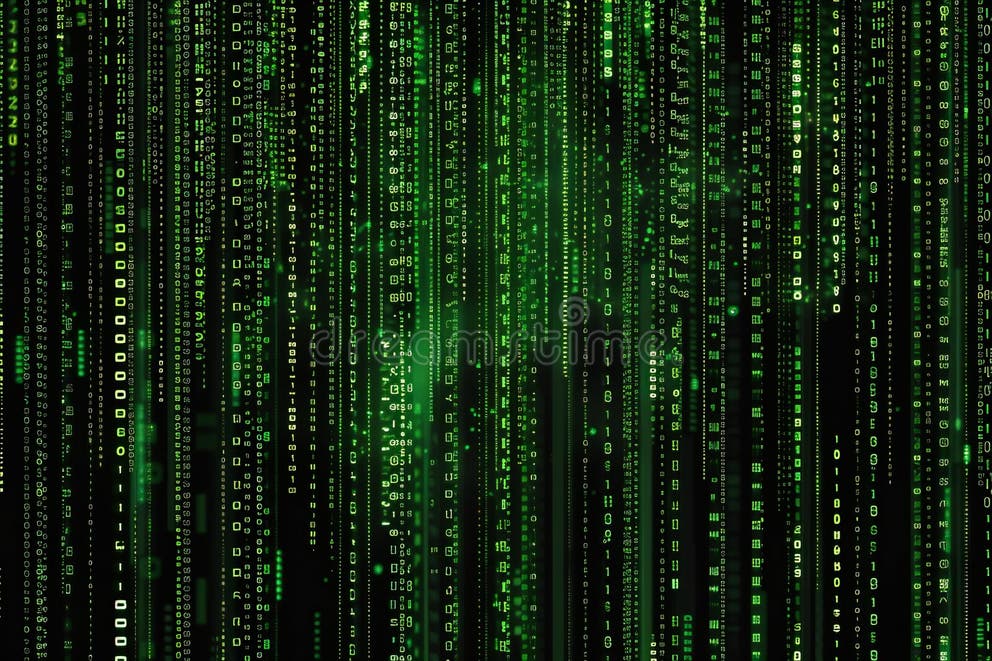 A Background of Green Vertical Lines with Binary Code on Black ...