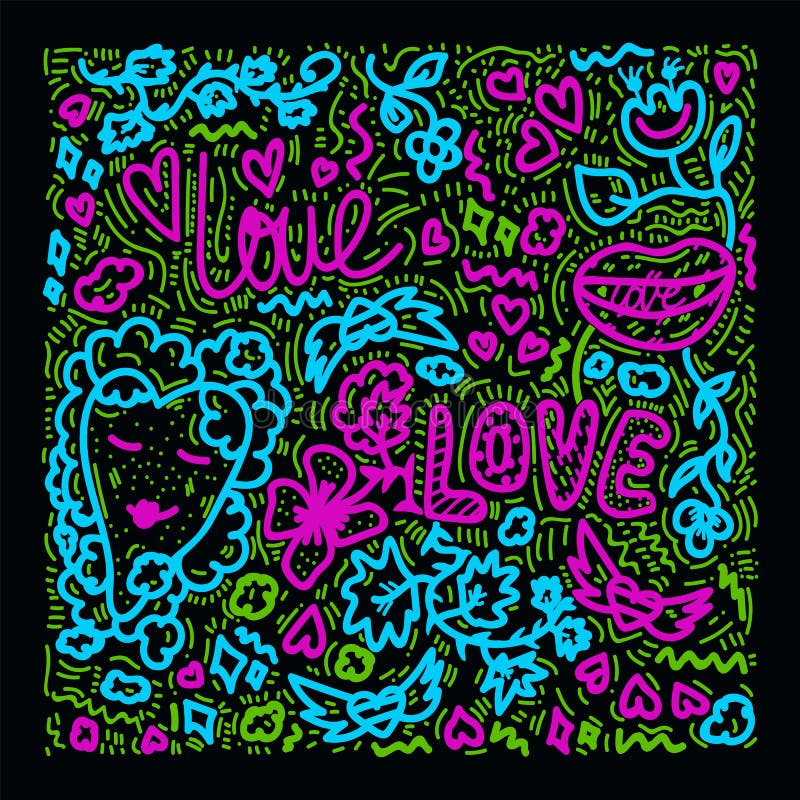 Illustration Background about Love. with the Words Love Stock Vector ...
