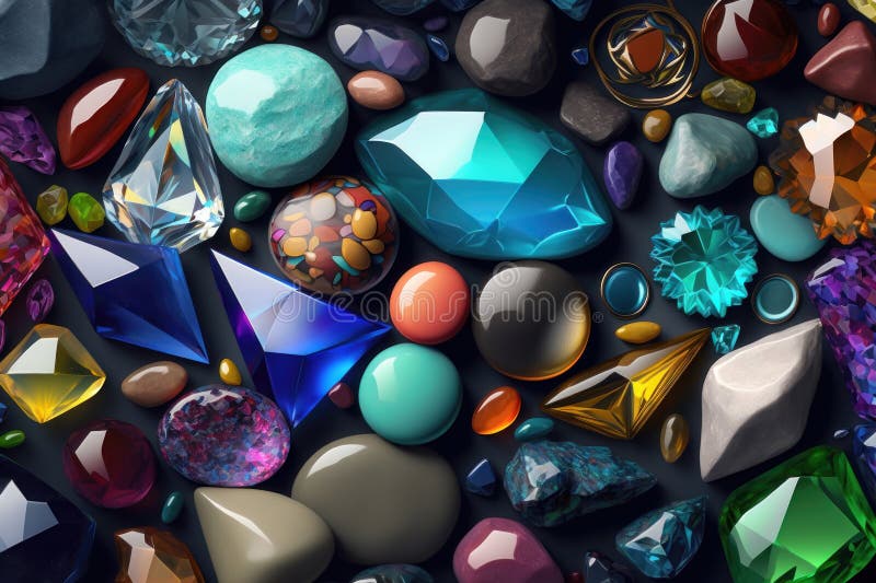 Illustration of Background with Multicolored Gemstones in 3d Style. AI ...