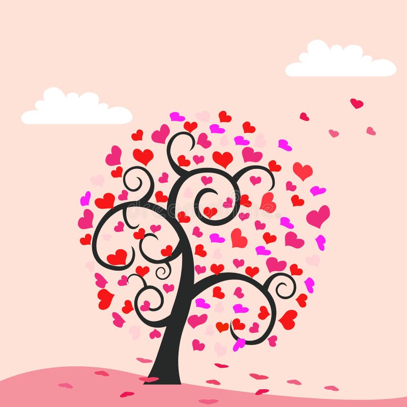Hearts Tree Background - Valentine Theme Stock Vector - Illustration of ...