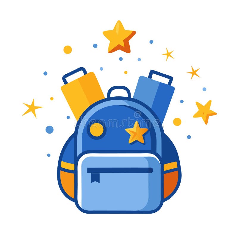 Back To School Backpack Illustration with Stars and Educational ...