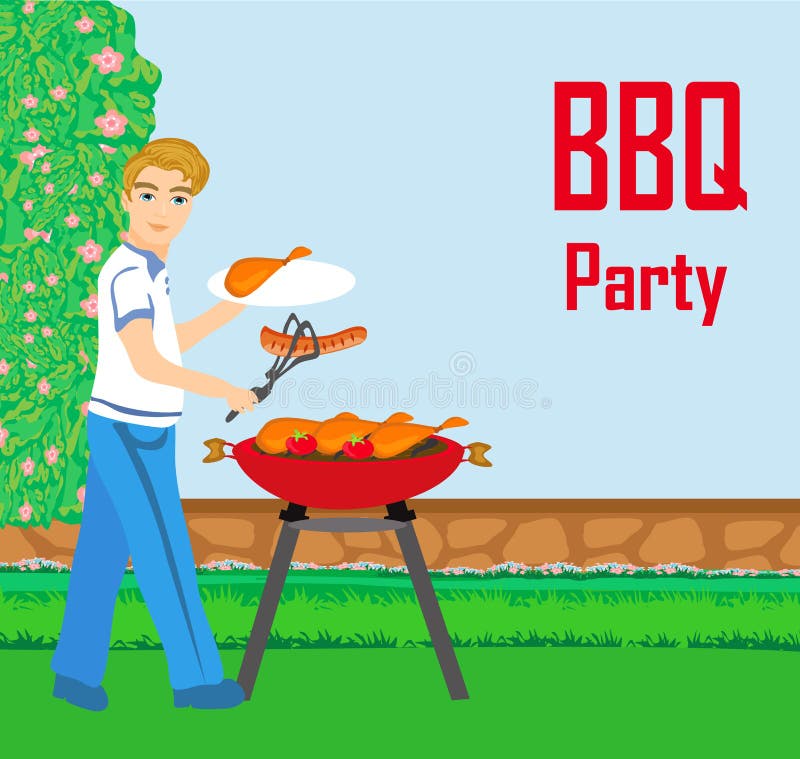 Illustration of Backyard Barbecue Stock Vector - Illustration of design ...