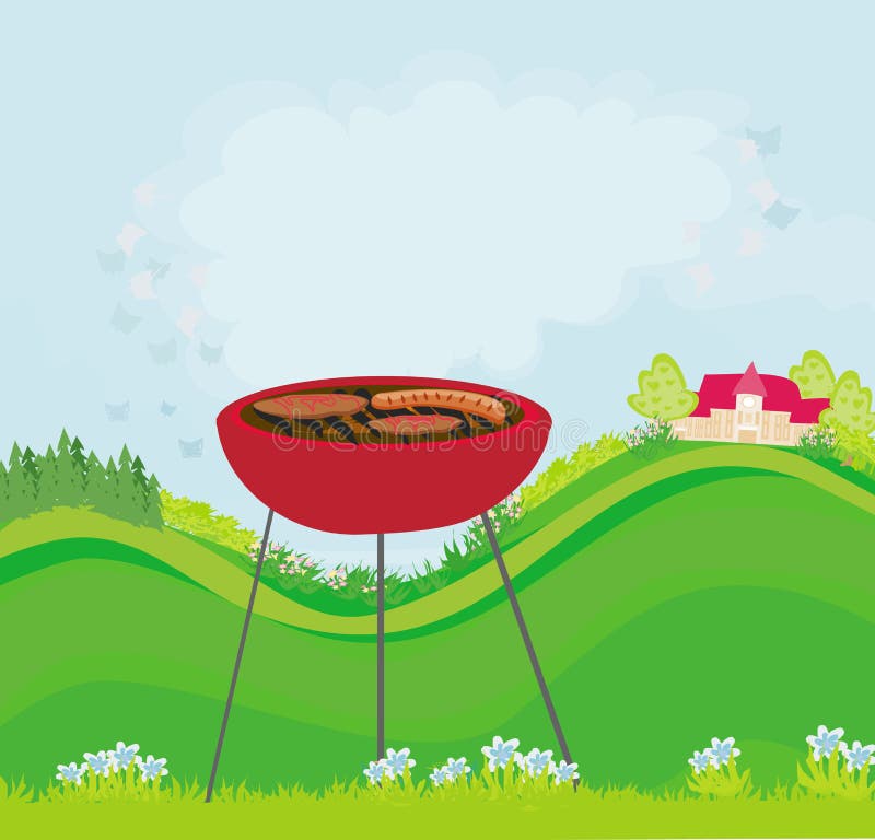 Backyard Barbecue Equipment Sketch Stock Vector - Illustration of july ...