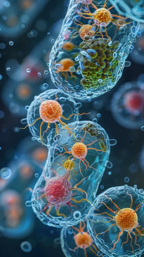 An Illustration of Bacterial Cell Division, Explaining Microbial ...