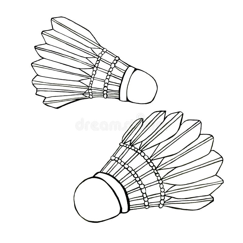 Illustration with Badminton. Sketch with Rollers for the Game Stock ...